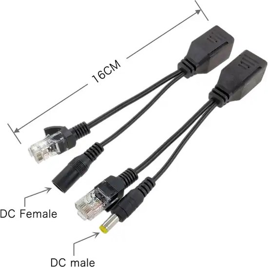 Netwerk POE Splitter - RJ45 - Power over Ethernet - 0.16m - Zwart | bol.com