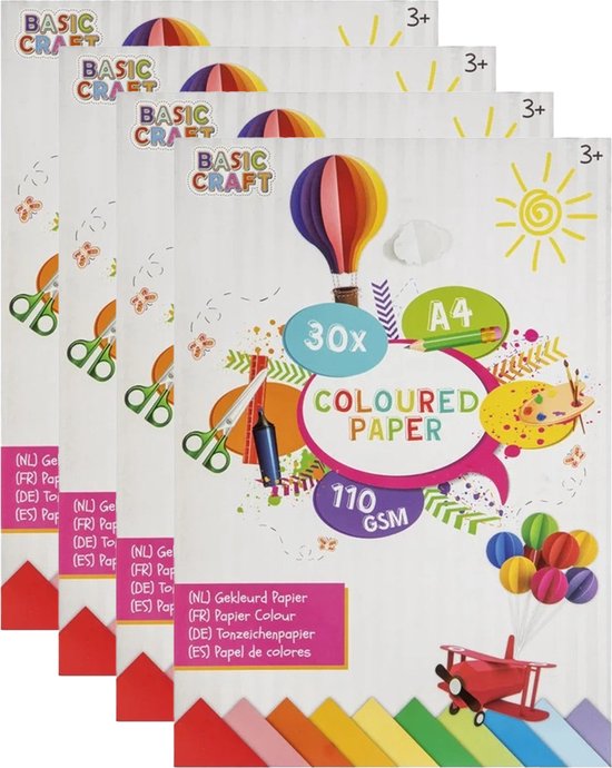 Gekleurd papier - 120 vellen - A4-formaat - knutselpapier/tekenpapier | bol