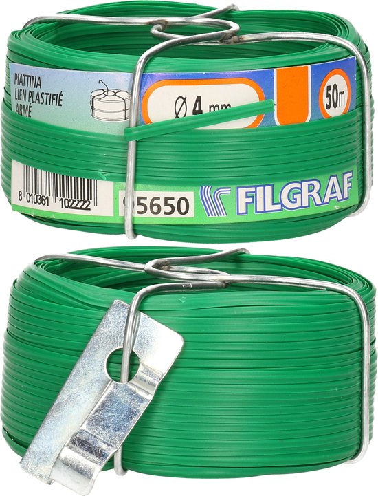 Deltafix IJzerdraad - 2x rol - 4 mm x 50 m - geplastificeerd - verzinkt ...