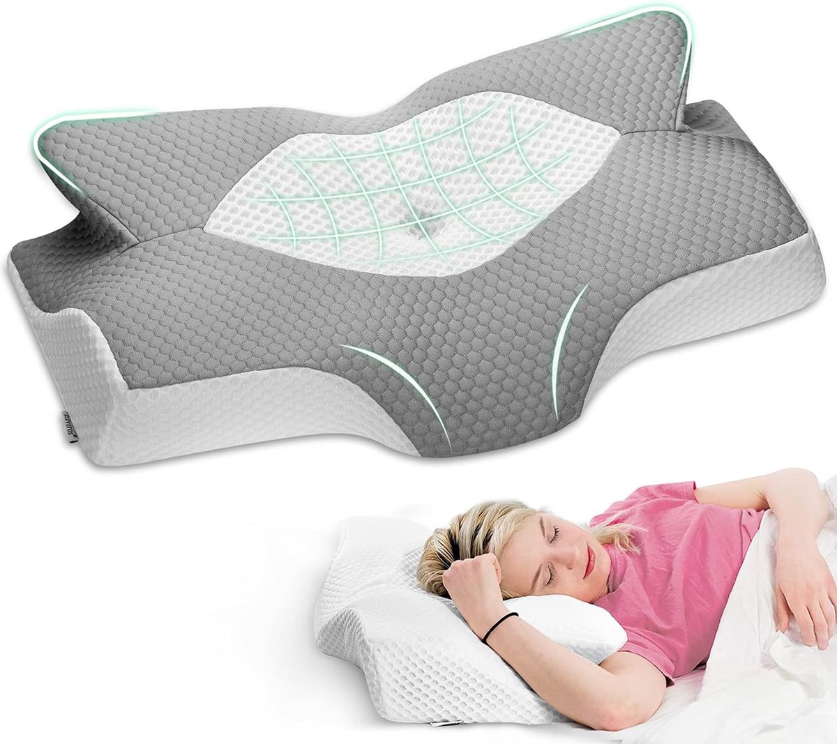 cervicaal orthopedisch kussen van traagschuim, uitneembaar ergonomisch nekkussen voor... | bol