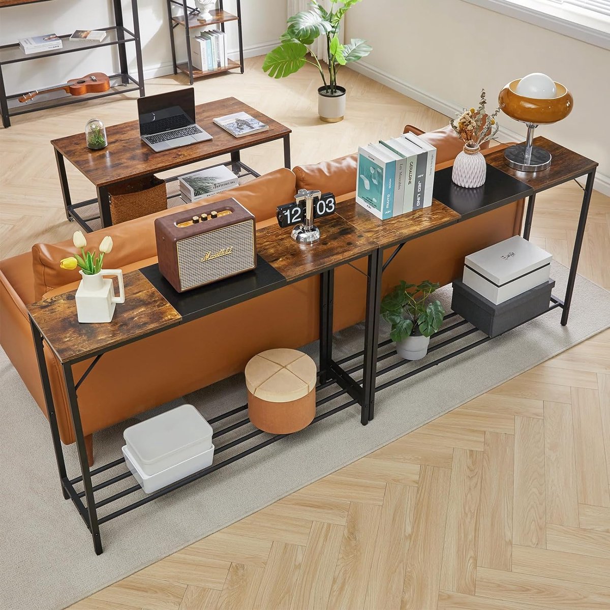 Table console, table d'entrée industrielle, table de banc étroite avec ...