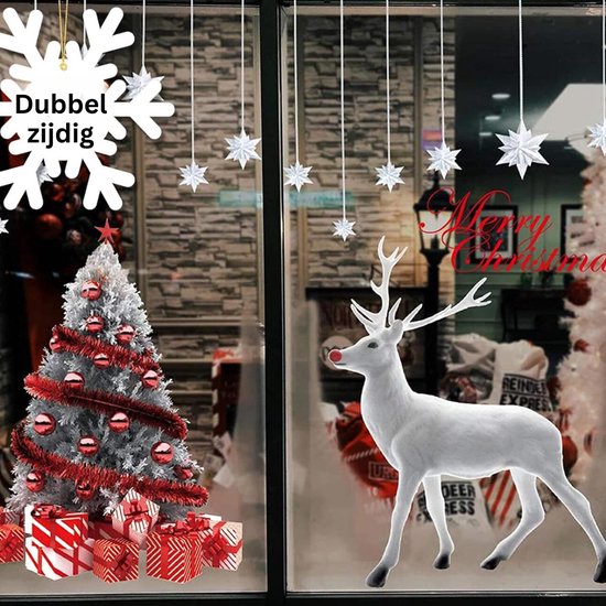Kerst Raamsticker - 2 sets Kerstmis-raamstickers, grote kerstboom en ...