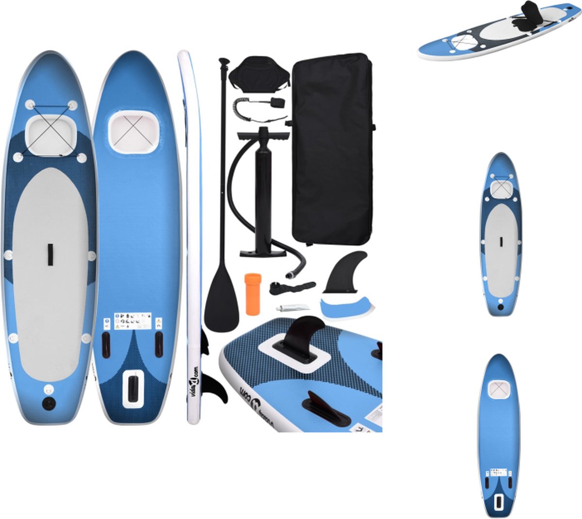 vidaXL Opblaasbare SUP - 330 x 76 x 10 cm - Zeeblauw - PVCAfmetingen ...
