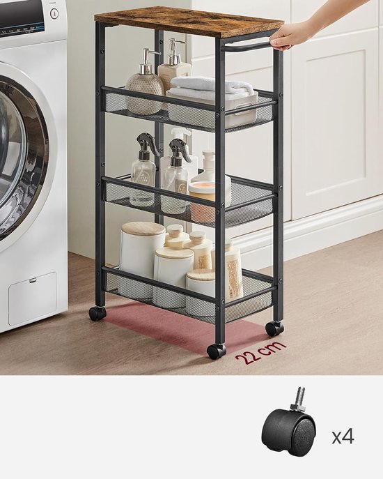 multifunctionele trolley met wieltjes voor keuken, kantoor, badkamer ...