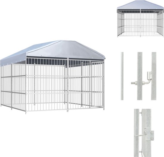 vidaXL Hondenkennel - Vaste Stalen Constructie - 300x300x185/200 cm ...