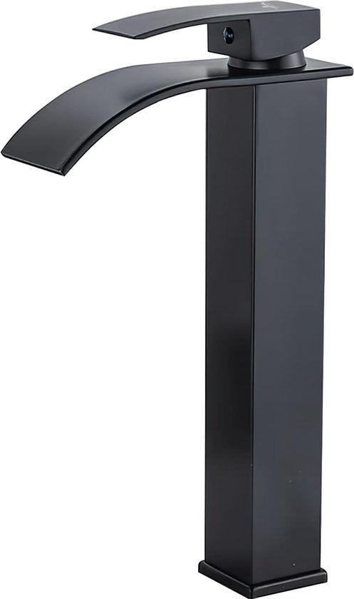 10054-N Tall Waterfall Black Matt Bathroom Stainless Steel Square Tap ...