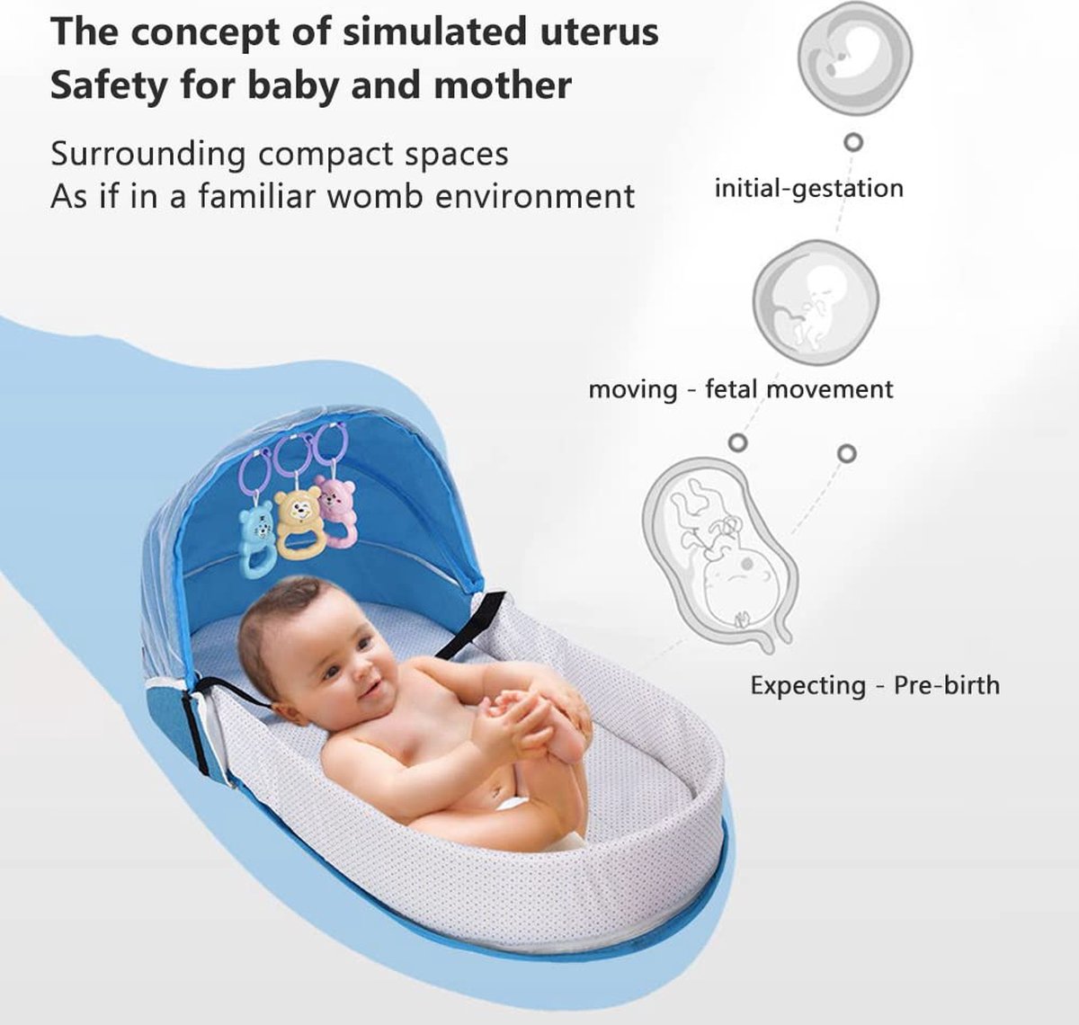 Baby Travel Cot, Portable Travel Cot Baby with Mosquito Net and Toy ...