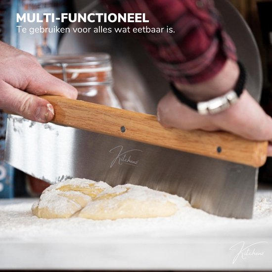 Kitchenz® Pizzasnijder - Pizzames - Wiegmes - Houten Handvat - RVS ...