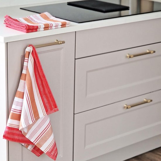 Set van 4 theedoeken, vaatdoeken, 50x70 cm, 100% katoen, 220 gsm, rood ...
