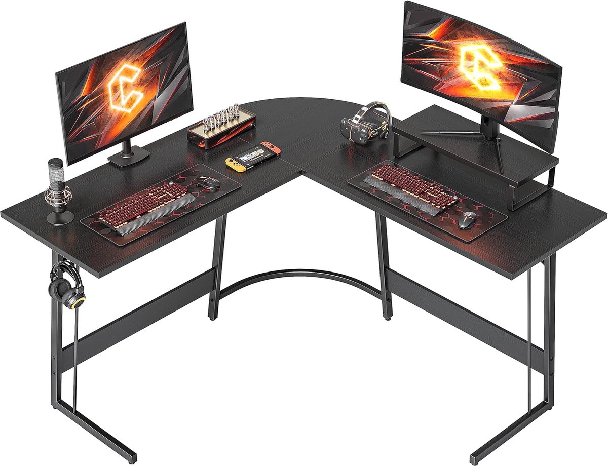 CubiCubi Gaming Table Corner Desk 120 x 120 cm, Desk L-Shape for Office, PC Corner... | bol