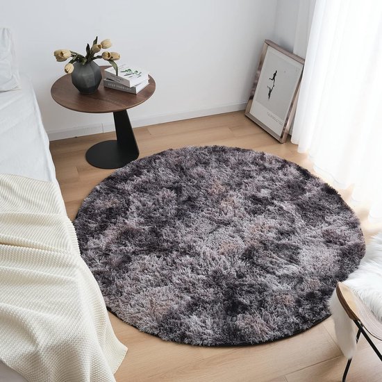 Vloerkleed, rond, batik pluizig tapijt, woonkamer, hoogpolig, wasbaar ...