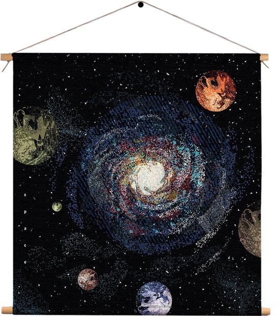 Textielposter Ons planetenstelsel Vierkant XXL (90 X 90 CM) - Wandkleed ...