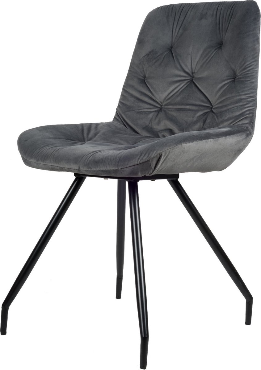Rico Eetkamerstoel - Grijs | Velvet | Zwart stalen draaipoten | Design ...