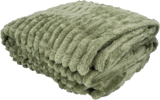 Super Zachte en Grote Plaid flannel Jacquard 180x220 cm - Kakigroen | bol