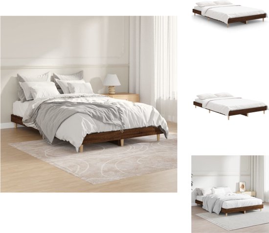 vidaXL Bedframe - Bruineiken - 193 x 123 x 20 cm - Multiplex ...