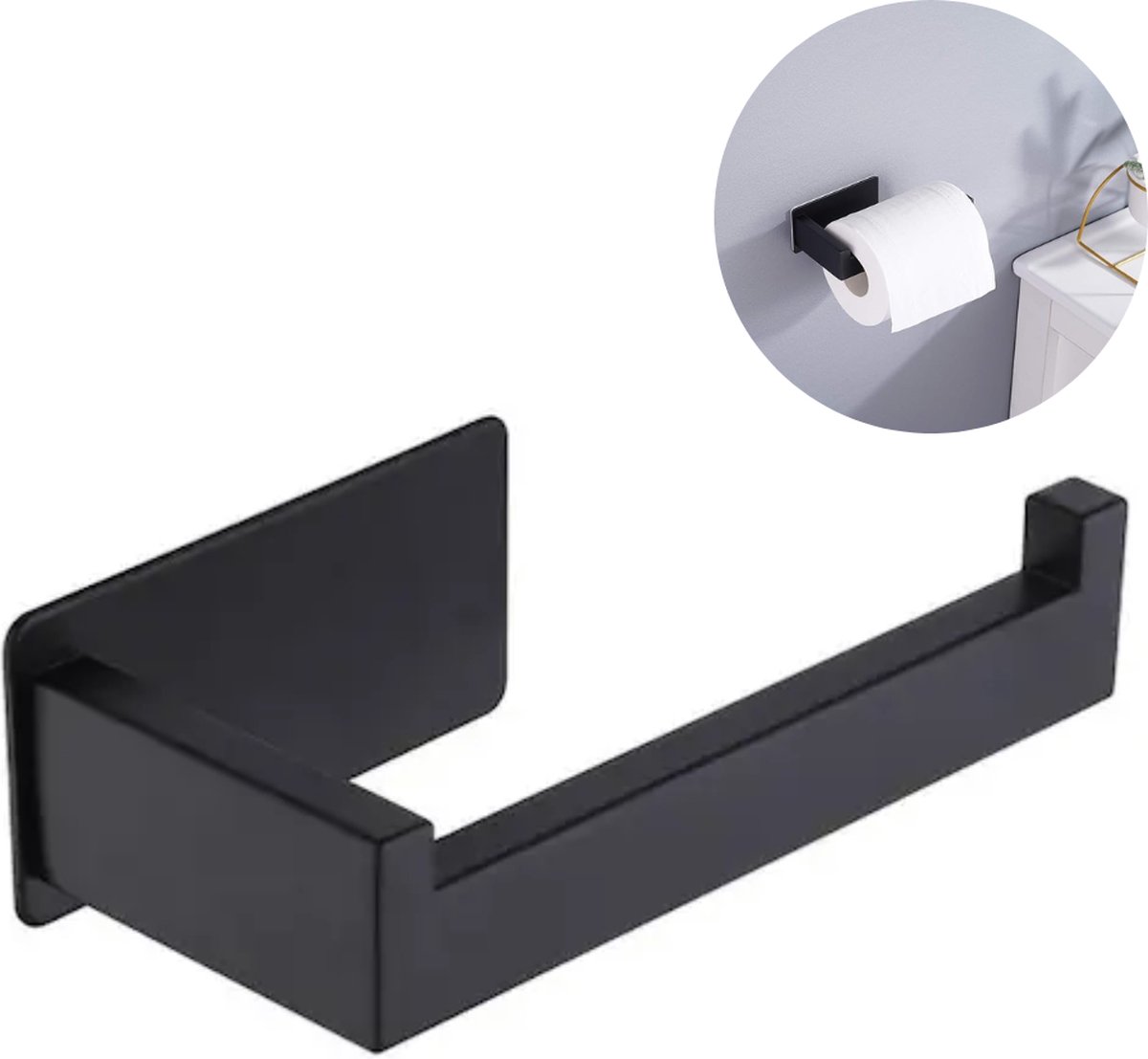 Toiletrolhouder Zonder Boren Zwart - Zwarte WC Rolhouder - Zelfklevend ...