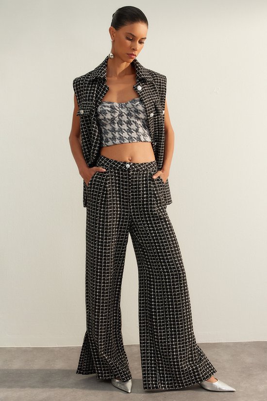 Trendyol Vrouwen Hoge taille Breed been Zwarte Limited Edition Palazzo ...