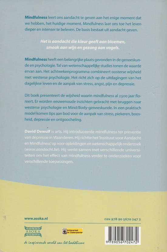 Mindfulness, David Dewulf | 9789056702472 | Boeken | bol