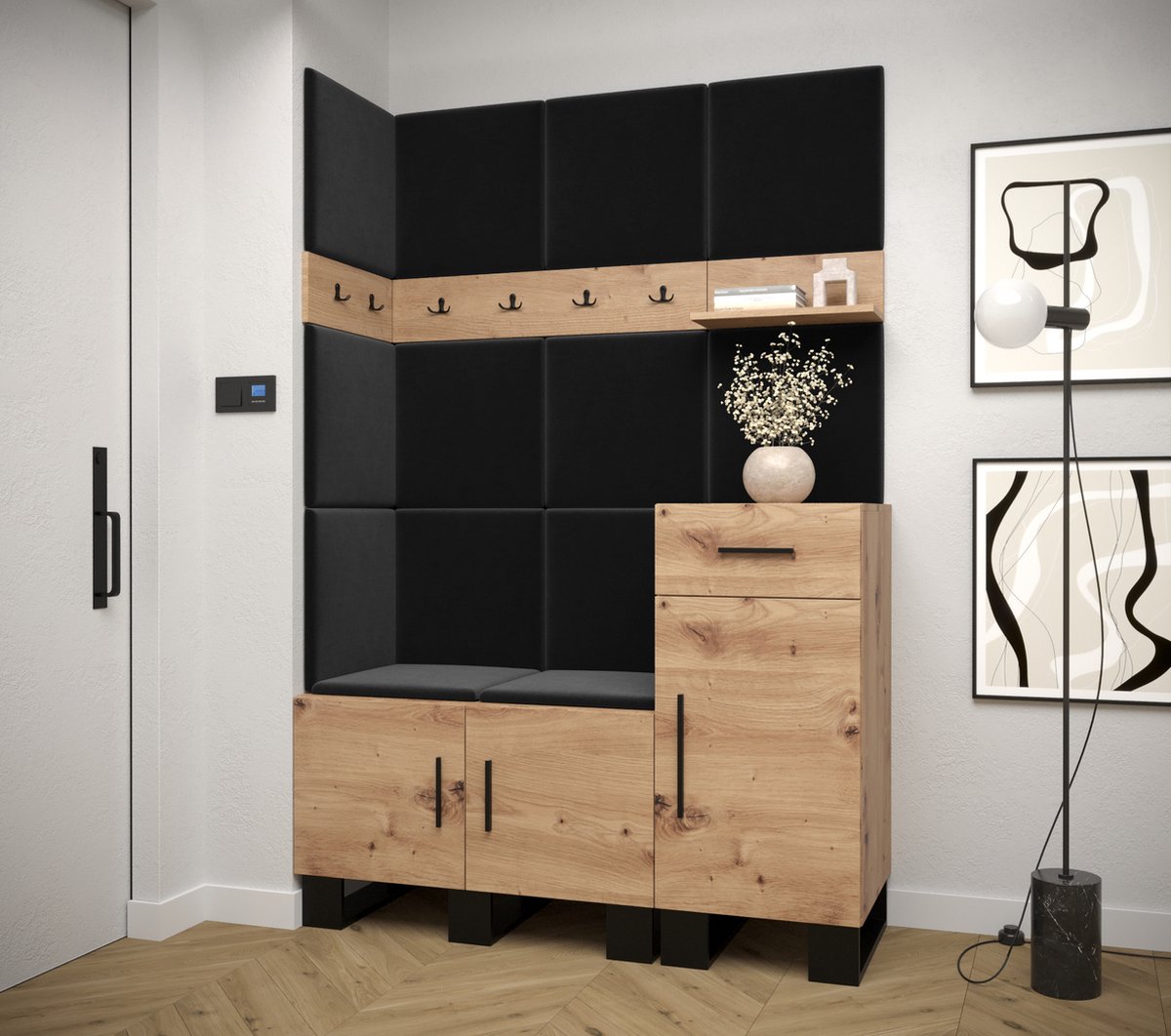Garderobekast Ganggarderobe Compacte garderobe Vestibule Wandkast Plank ...