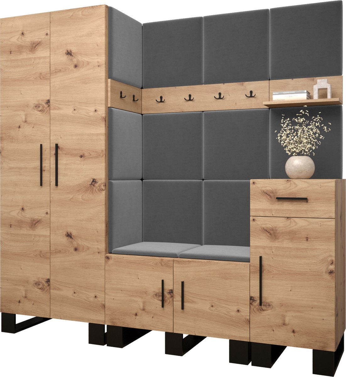 Garderobekast Ganggarderobe Compacte garderobe Vestibule Wandkast Plank ...