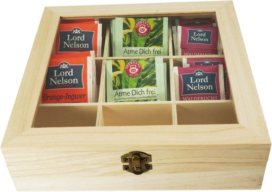 Opbergdoos van hout, theezakdoos, theedoos, theedoos, houten theepot ...