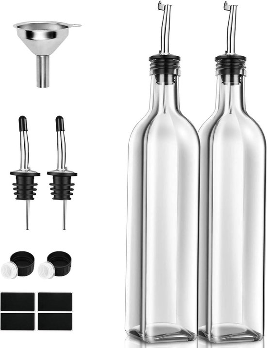 Olijfolie-dispenser, fles, 2 stuks, 500 ml, met schenktuit, spijsolie ...