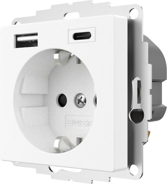 2USB - USB Stopcontact Inbouw 250V 16A – InCharge PRO USB-A & USB-C 15W ...