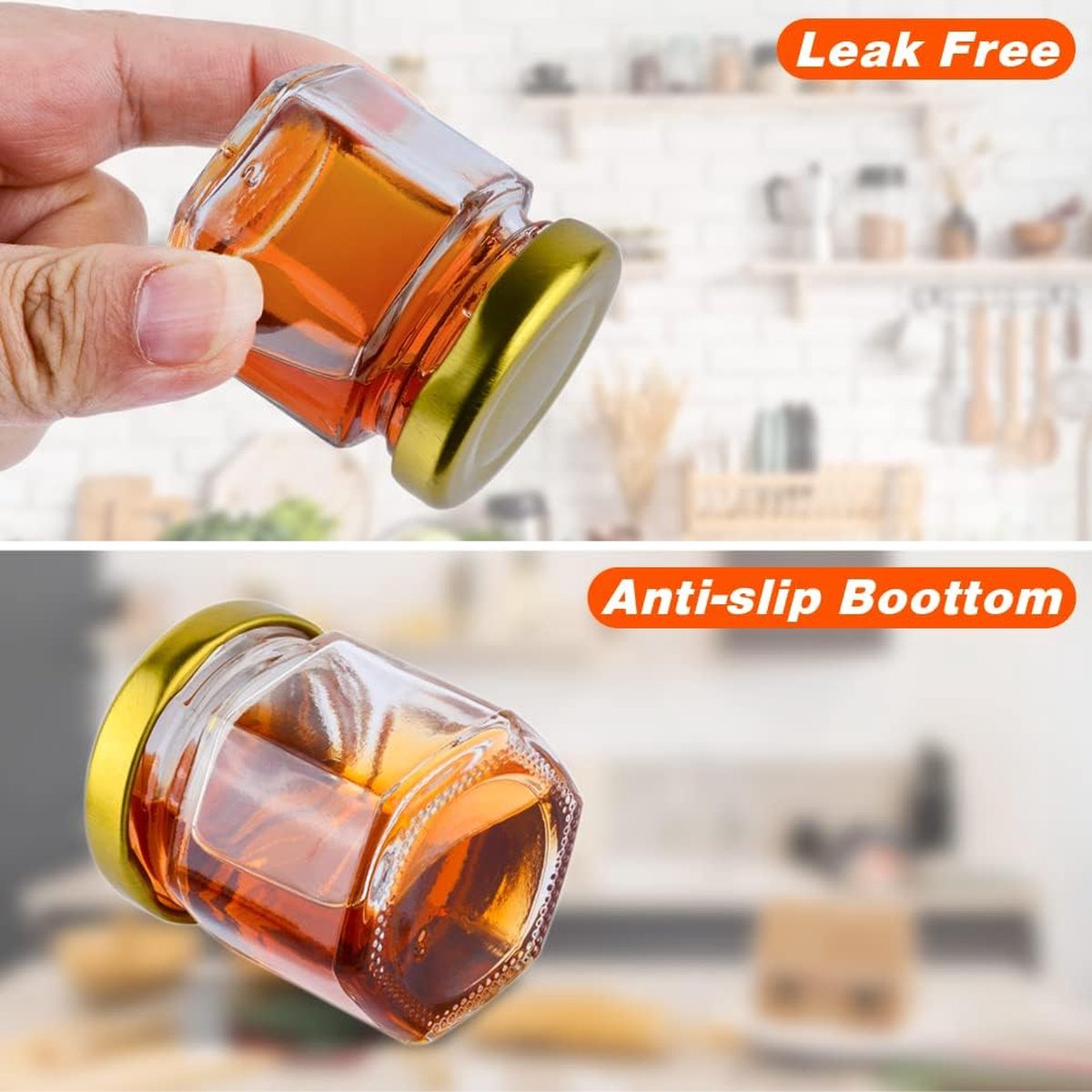 30 Mini Honingpotjes met deksel, 45 ml, Zeshoekige Honingpot met ...