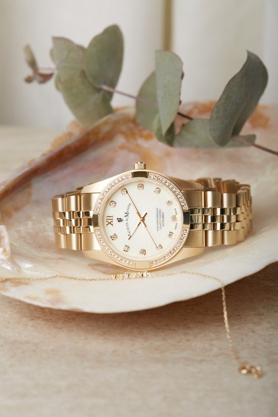 Jacques du Manoir JWL02003 horloge dames staal goldplated 34 mm, licht ...