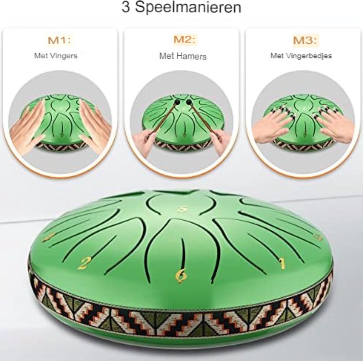 Tambour à langue en acier - Tambour handpan - Tambour suspendu - Vert ...