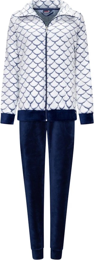 Rebelle dames huispak fleece - maat 42 - Glans waaiers - marine | bol