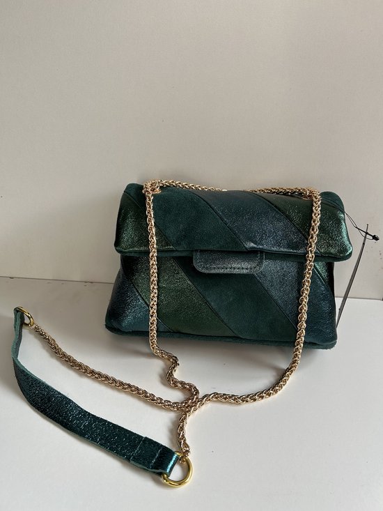 Giuliani-damestas-italiaansleer-ledental-crossbodytas-gekleurd groen ...