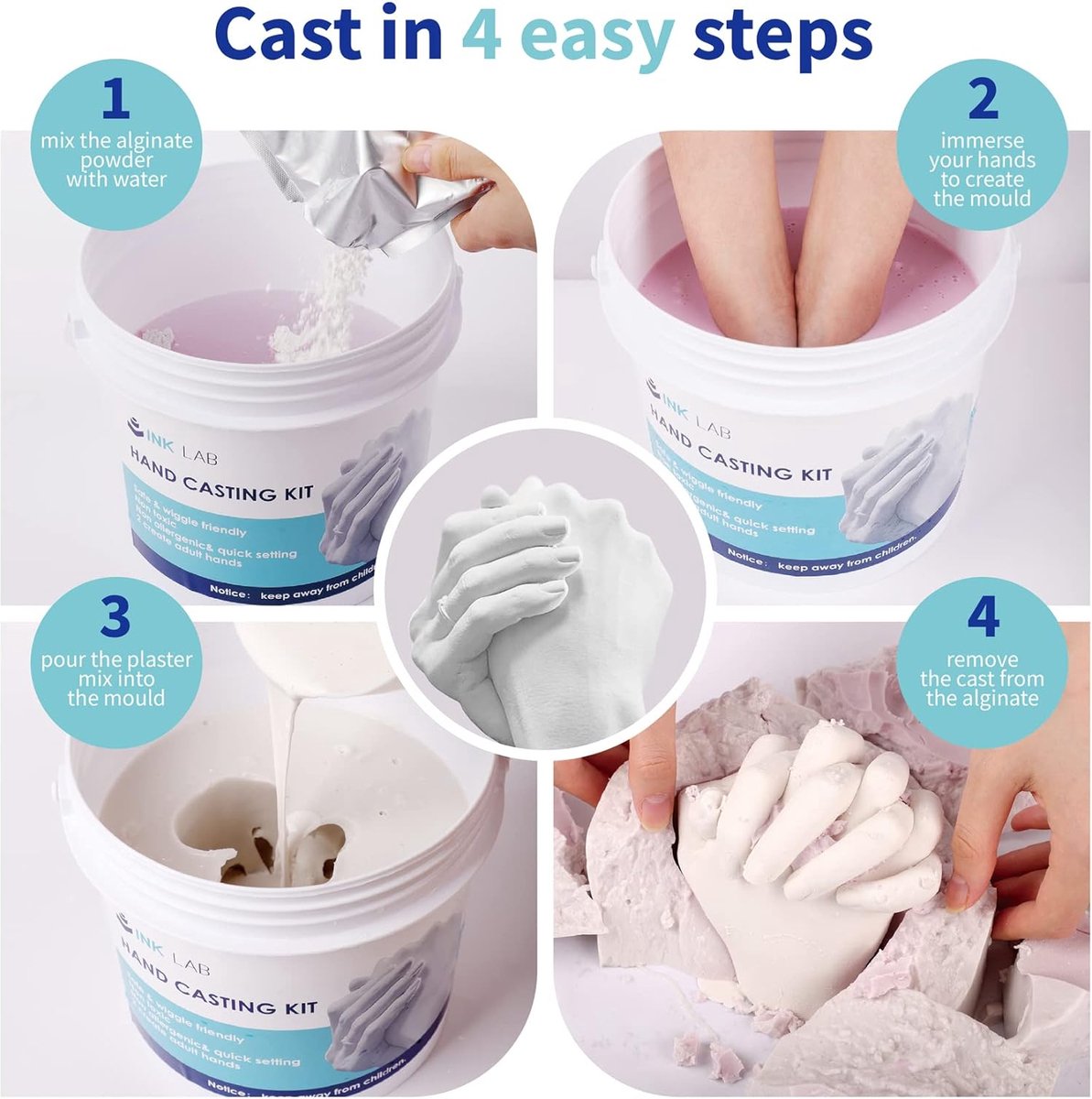 Handafdruk Set voor Koppels 3D Gipshandenset voor doe-het-zelf Hand ...