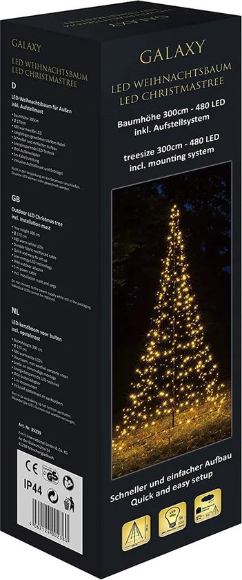 Galaxy LED Kerstboom voor buiten inclusief mast - 300 cm hoog - 480 ...