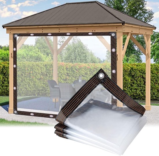 Dekzeil, waterdicht, transparant, 2 x 4 m, met ingestanste ringen ...