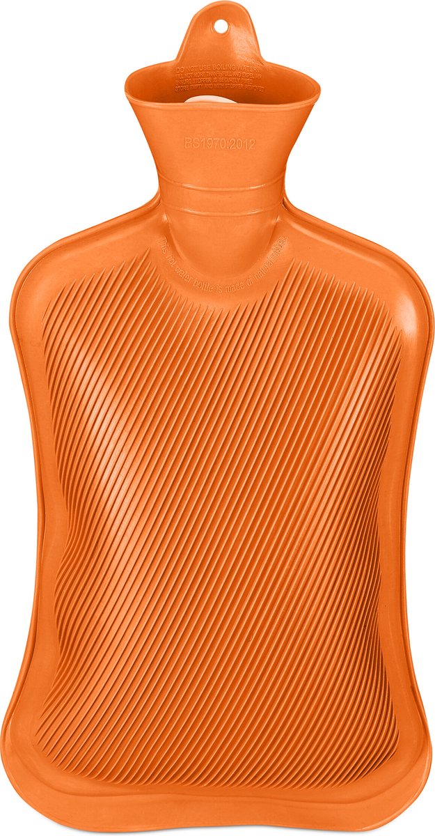 Relaxdays kruik 2 l - oranje - warmwaterkruik - zonder hoes - met ...