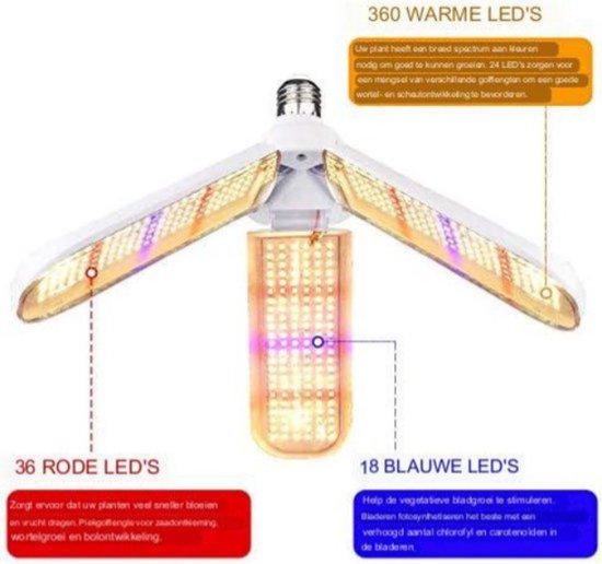 Plantenlamp - Plant lamp - Groeilamp - set van 2 - 150W - 414 LEDs | bol
