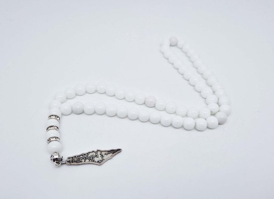 Natuurstenen Autohanger "Witte agaat"- Met metalen hanger "Palestina ...