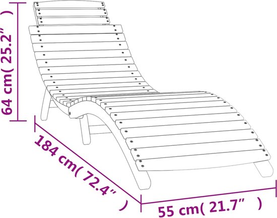 vidaXL Houten Ligbed - Acaciahout - Inklapbaar - Comfortabel ...