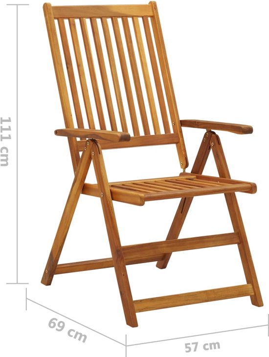 vidaXL Houten Tuinstoel Vintage - Acaciahout - Verstelbaar - Inklapbaar ...