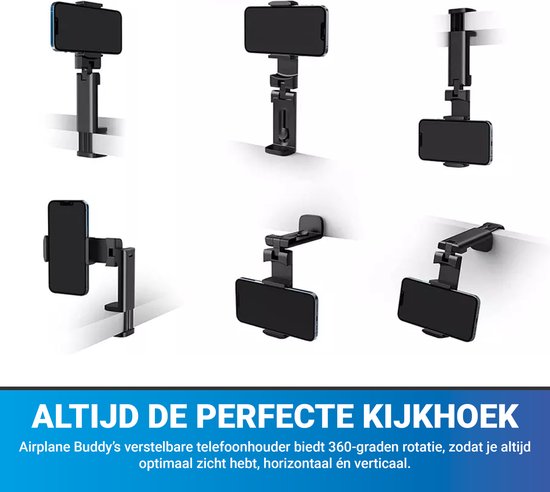 Airplane Buddy® Telefoonhouder - Vliegtuig - Bureau - Tafel - Trein - Auto - Koken -... | bol