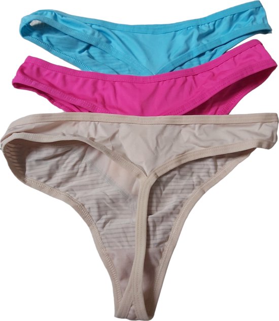 3x Hana strings rits one size creme roze blauw | bol