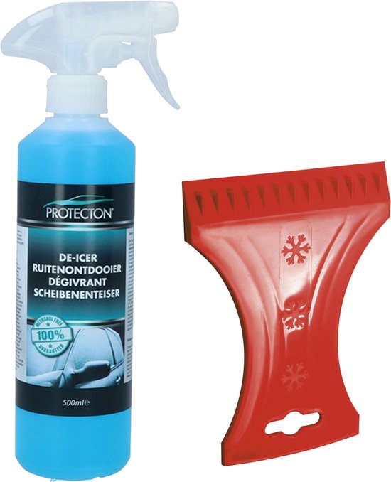 Ijskrabber met antivries spray voor auto - 500 ml - rood ...