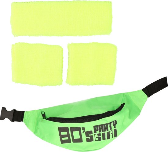Foute 80s/90s party verkleed accessoire set - neon geel - jaren 80/90 ...