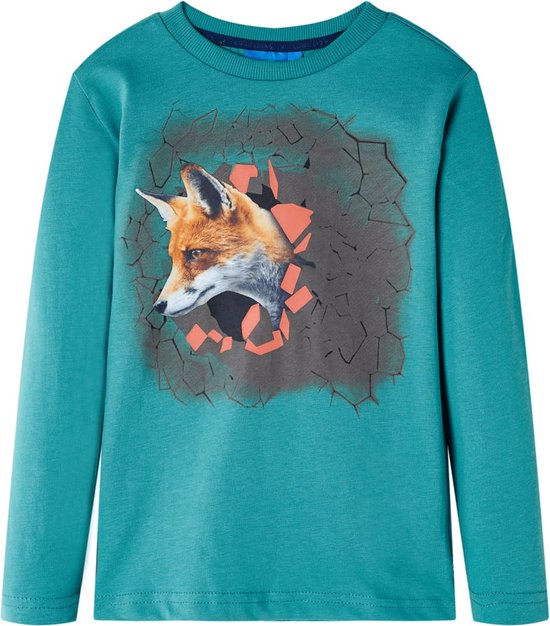 vidaXL-Kindershirt-met-lange-mouwen-vossenprint-140-donkerzeeblauw | bol