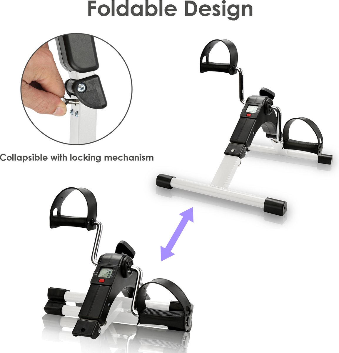 Beentrainer met display - weerstandinstelling Mini hometrainer arm ...