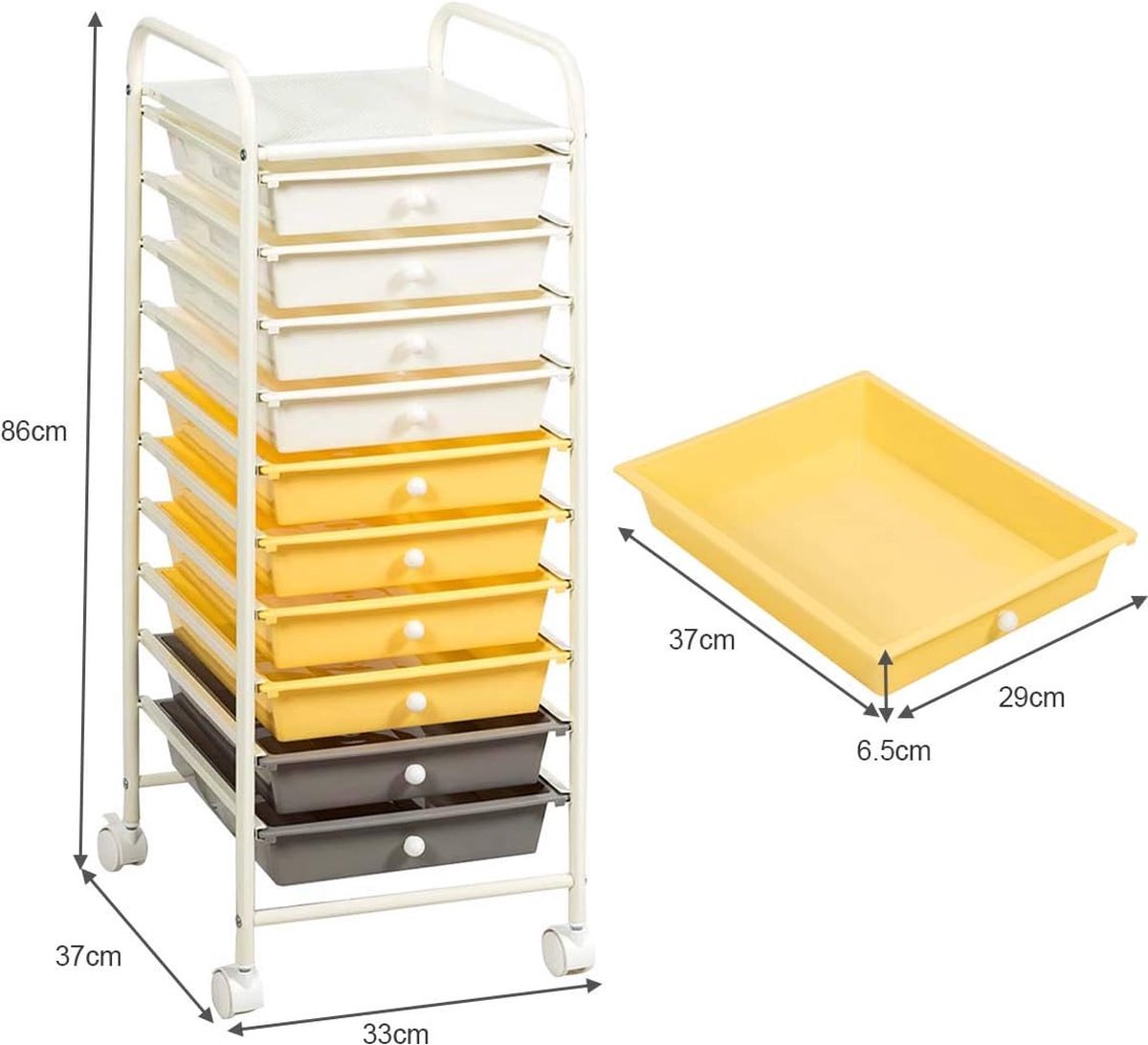 Chariot De Rangement À Roulettes À 10 Tiroirs, Chariot De Service De ...