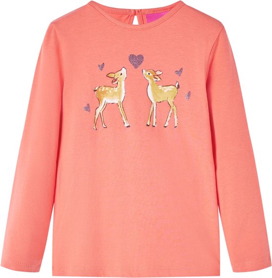 vidaXL-Kindershirt-met-lange-mouwen-hertenprint-140-koraalkleurig | bol