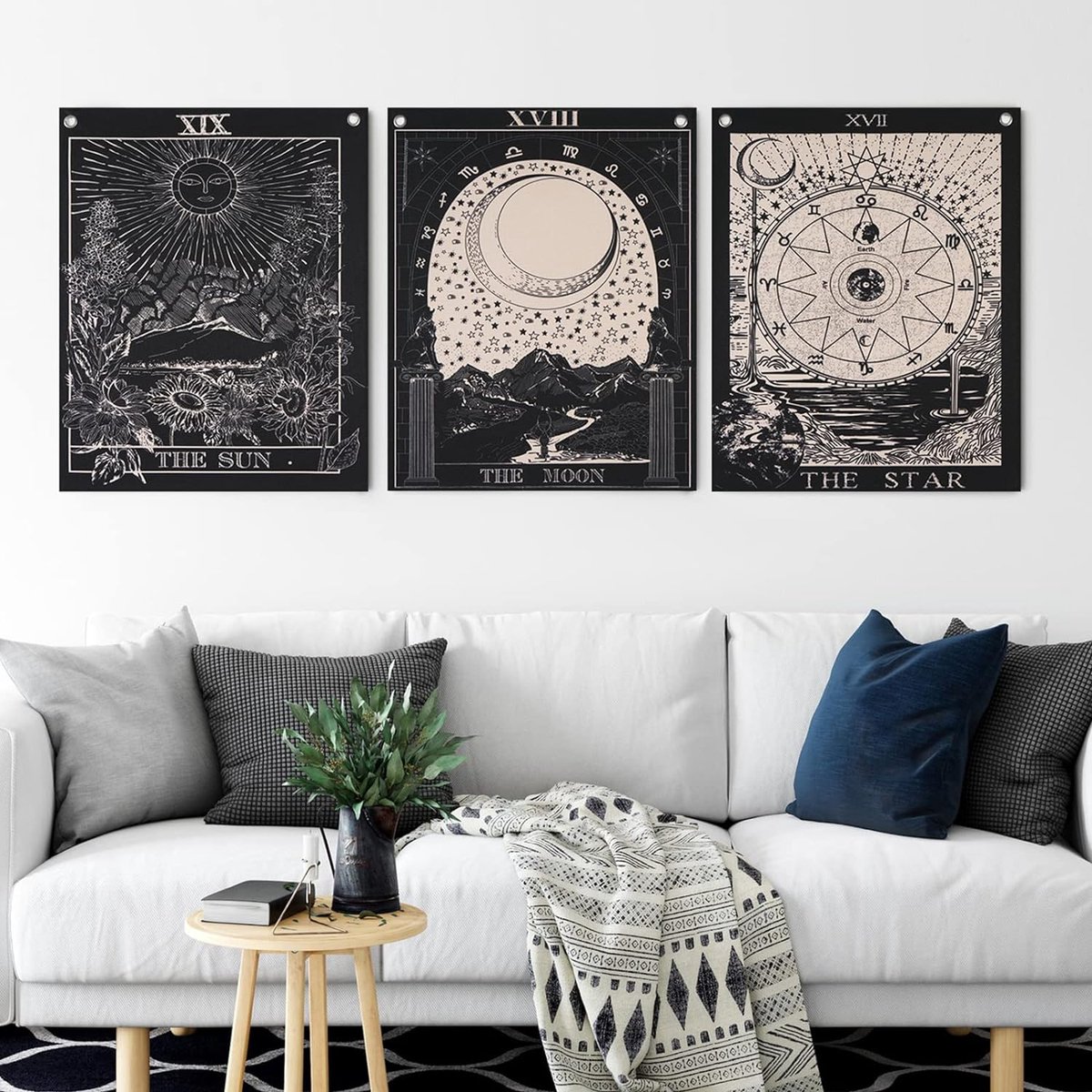 Tapisserie Tarot , ensemble de tapisseries, soleil, lune, étoile, tissu ...
