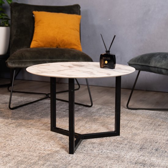 Marmeren Salontafel Rond 60 Mat Wit | bol